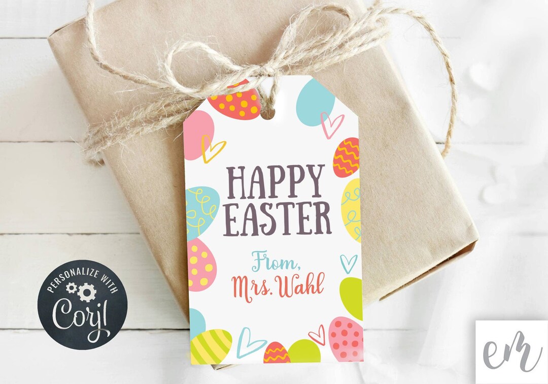 Happy Easter Gift Tag, Cute Easter Egg Gift Tag, Easter Basket Idea ...