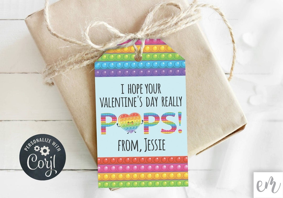 Valentine's Pop It Gift Tag, Pop It Party Favor, Valentine for ...
