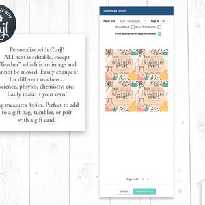 Science Teacher Gift Tag, End of School Thank You to Teacher, Teacher ...