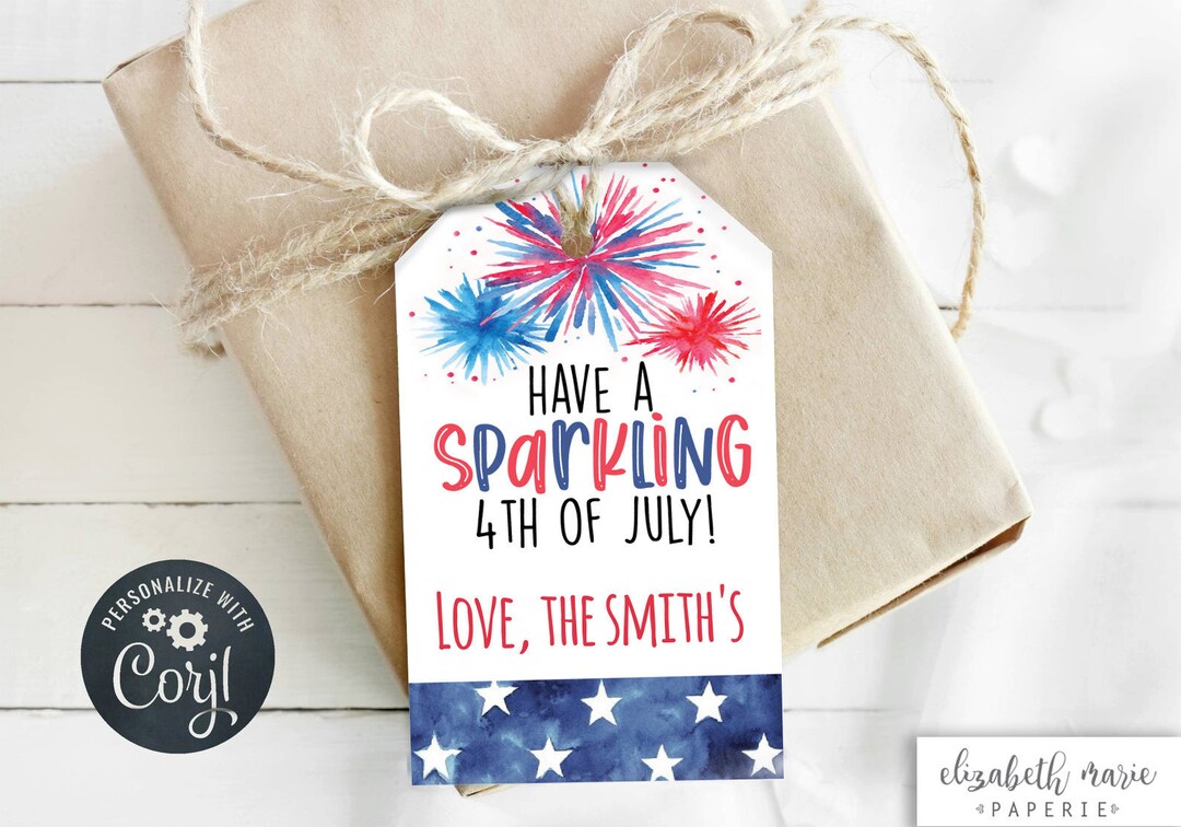 Fourth of July Patriotic Party Favor Tag, Have A Sparkling 4th of July ...