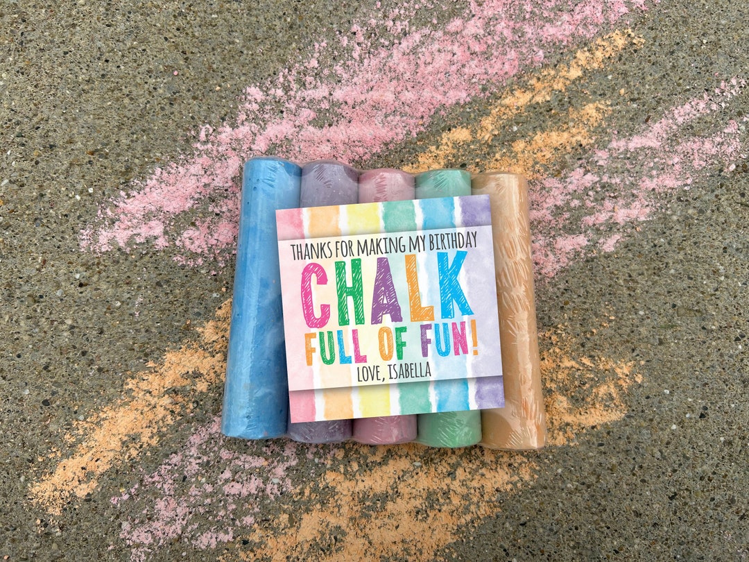 Sidewalk Chalk Birthday Tag, Chalk Full of Fun! Birthday Party Favor ...