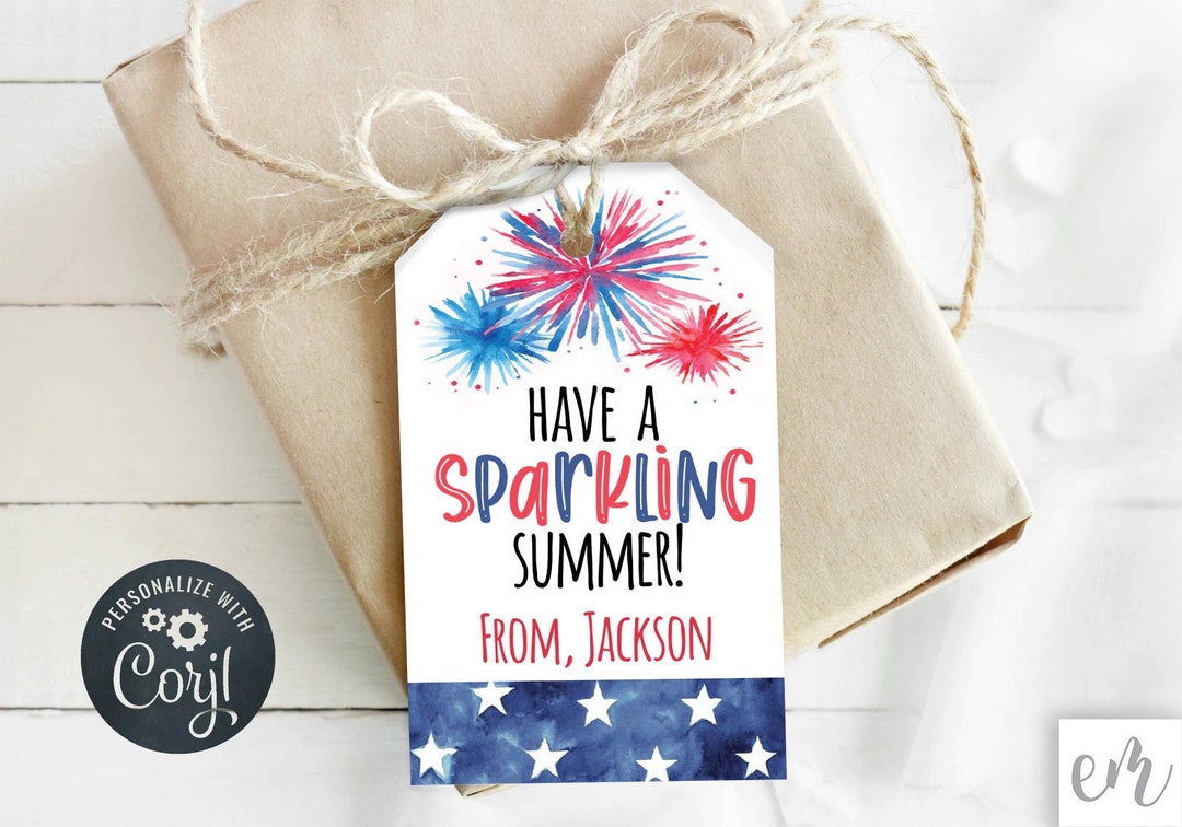 Have A Sparkling Summer Gift Tag, Patriotic Party Favor Tag, Summertime ...