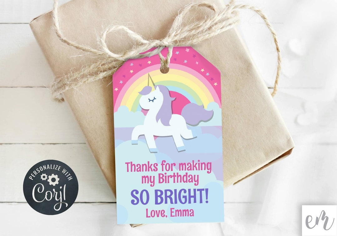 Happy Birthday Unicorn Gift Tag, School Safe Treat, Birthday Party ...