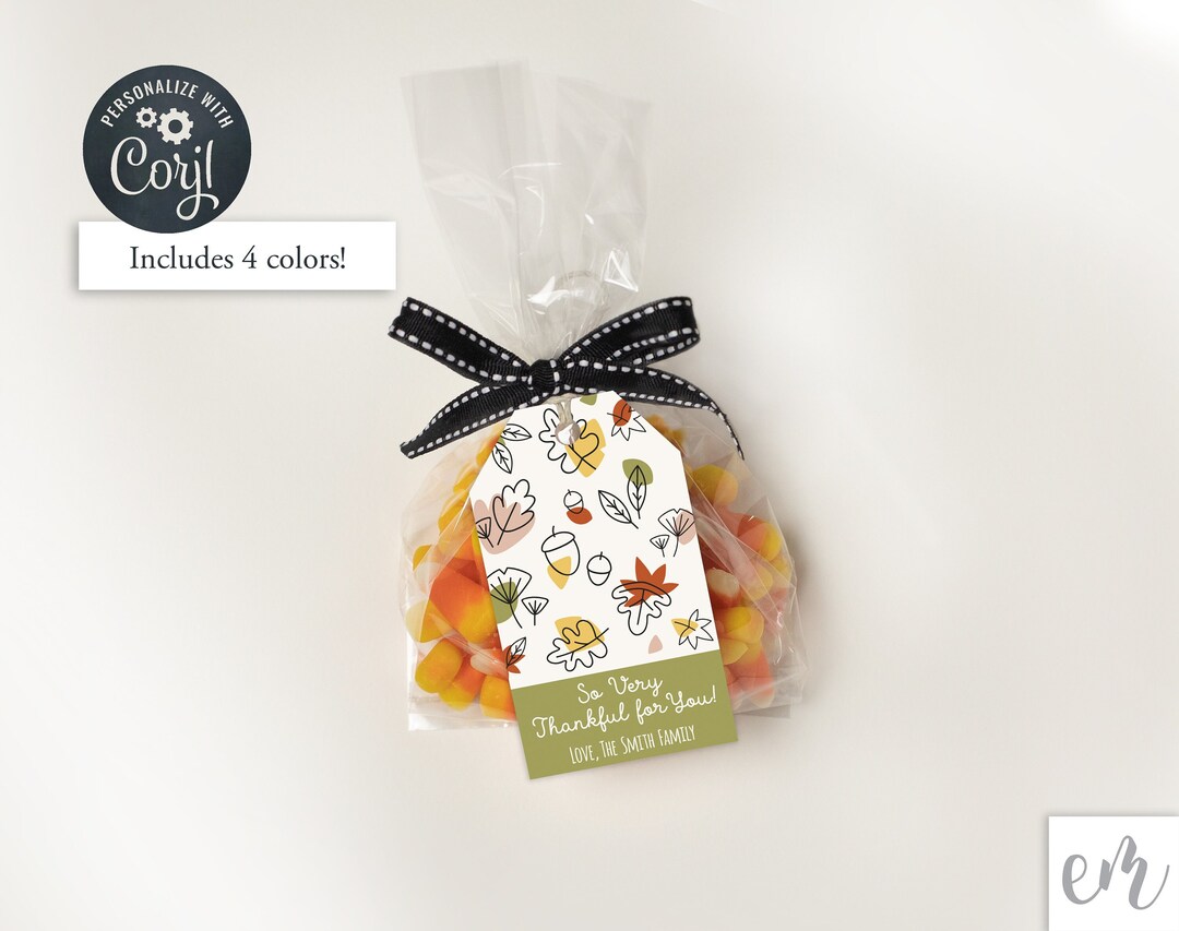 Hello Fall Gift Tag, Editable Autumn Party Favor, Treat Bag Tag, Fall ...