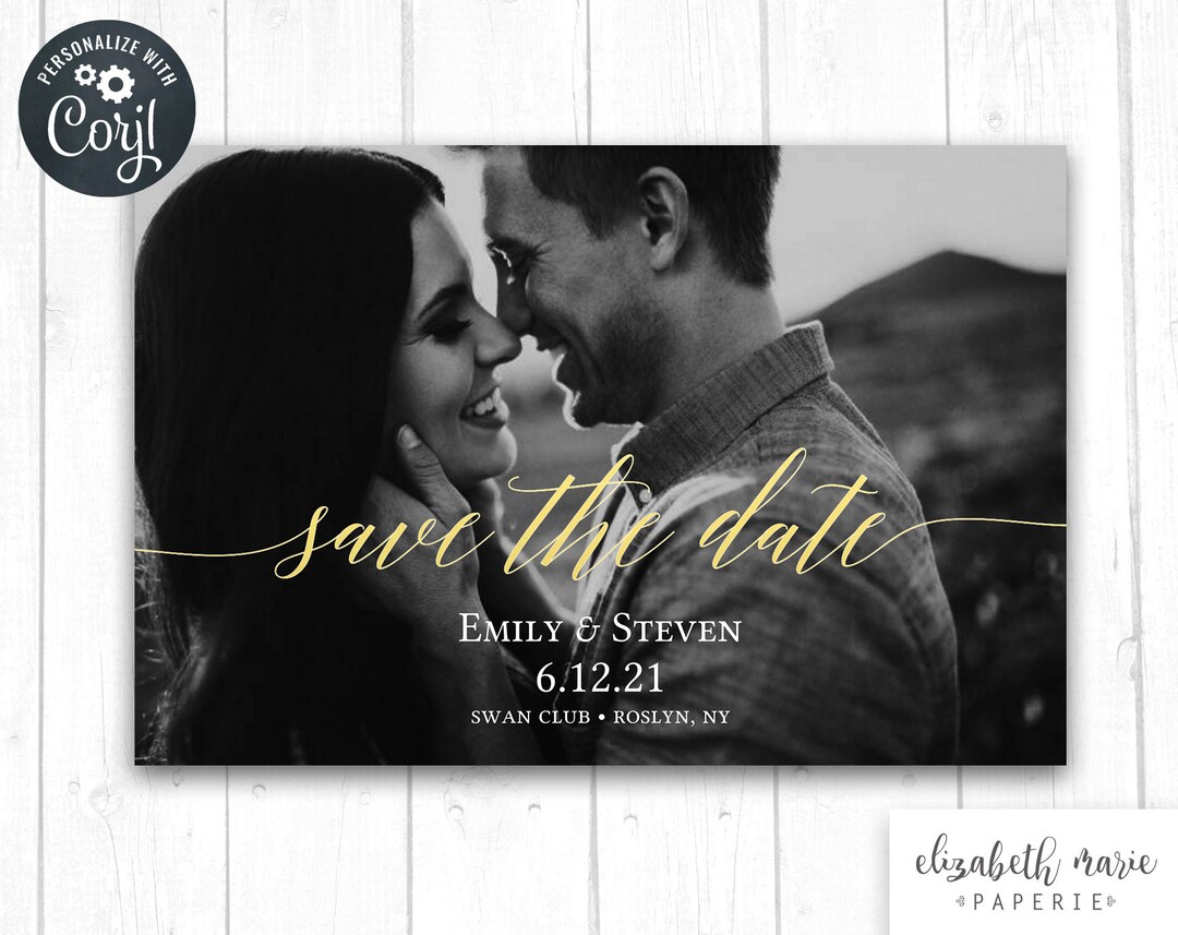 Gold Foil Save the Date, Customizable Digital Photo Save the Date ...