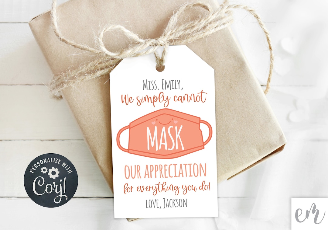 Teacher Appreciation Face Mask Tag, Cute Teacher Gift, Face Mask Gift ...