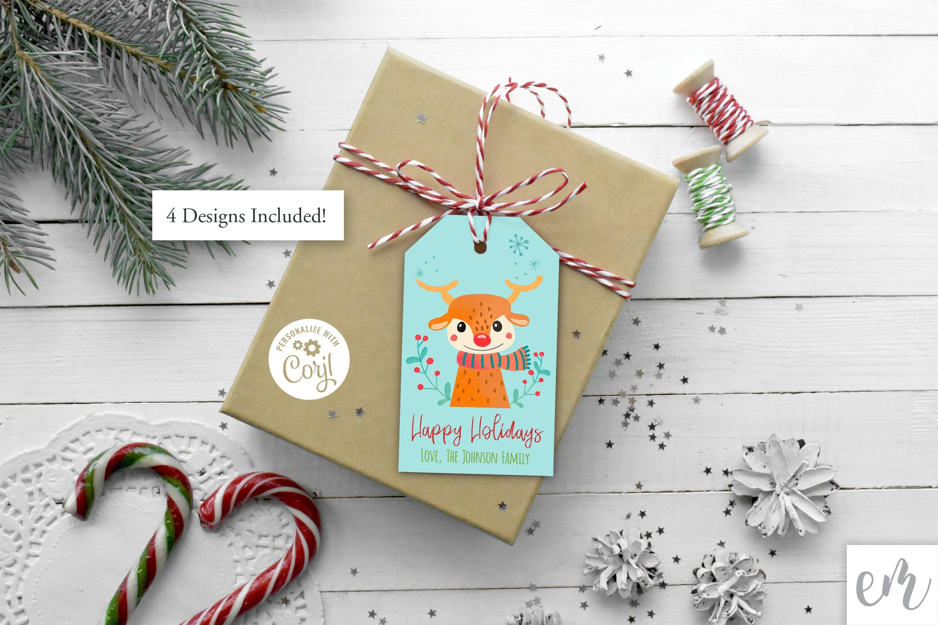 Woodland Animals Christmas Gift Tags, Cute Winter Gift Tags, Reindeer ...