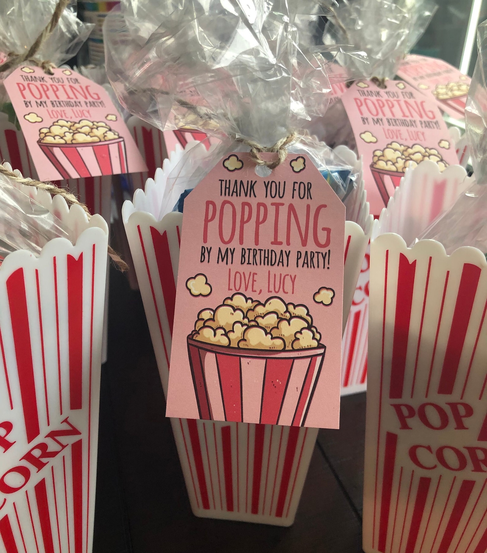 Popcorn Party Favor Tag Thank You for POPPING by My Birthday - Etsy