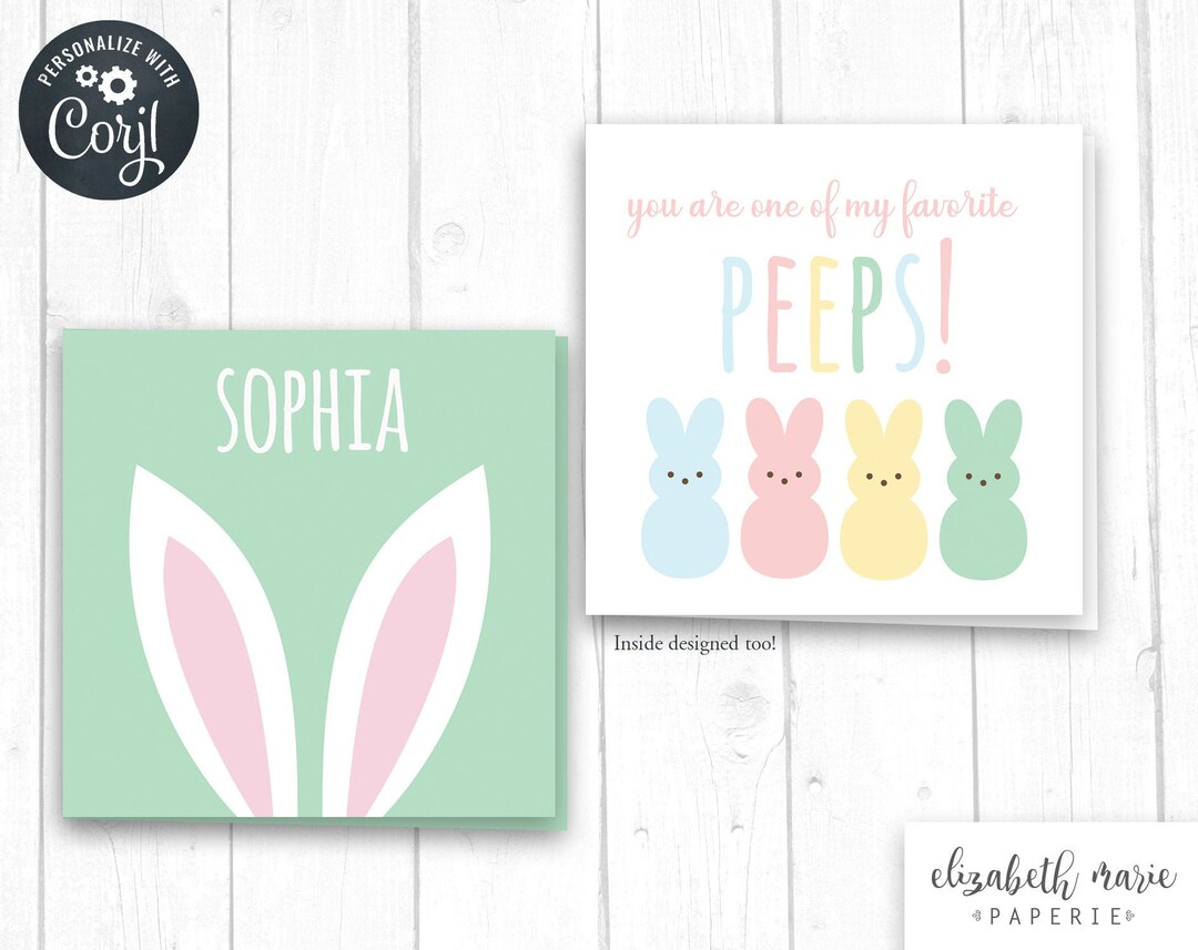 2 Mini Easter Card Designs, You Are One of My Favorite PEEPS, Bunny ...