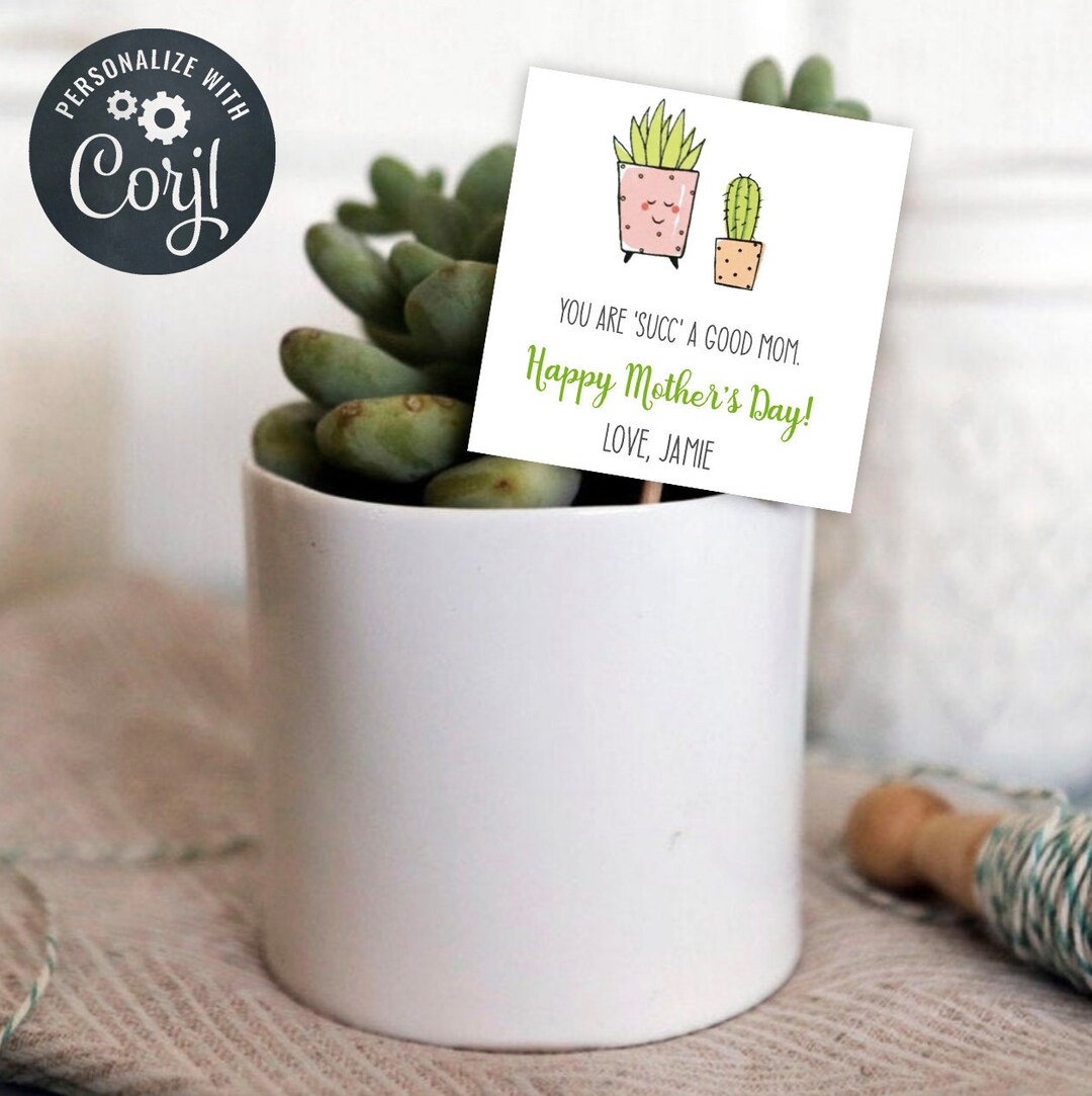 Mother's Day Succulent Gift Tag, You Are SUCC a Good Mom, Best Mom Ever ...
