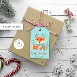 Woodland Animals Christmas Gift Tags, Cute Winter Gift Tags, Reindeer ...