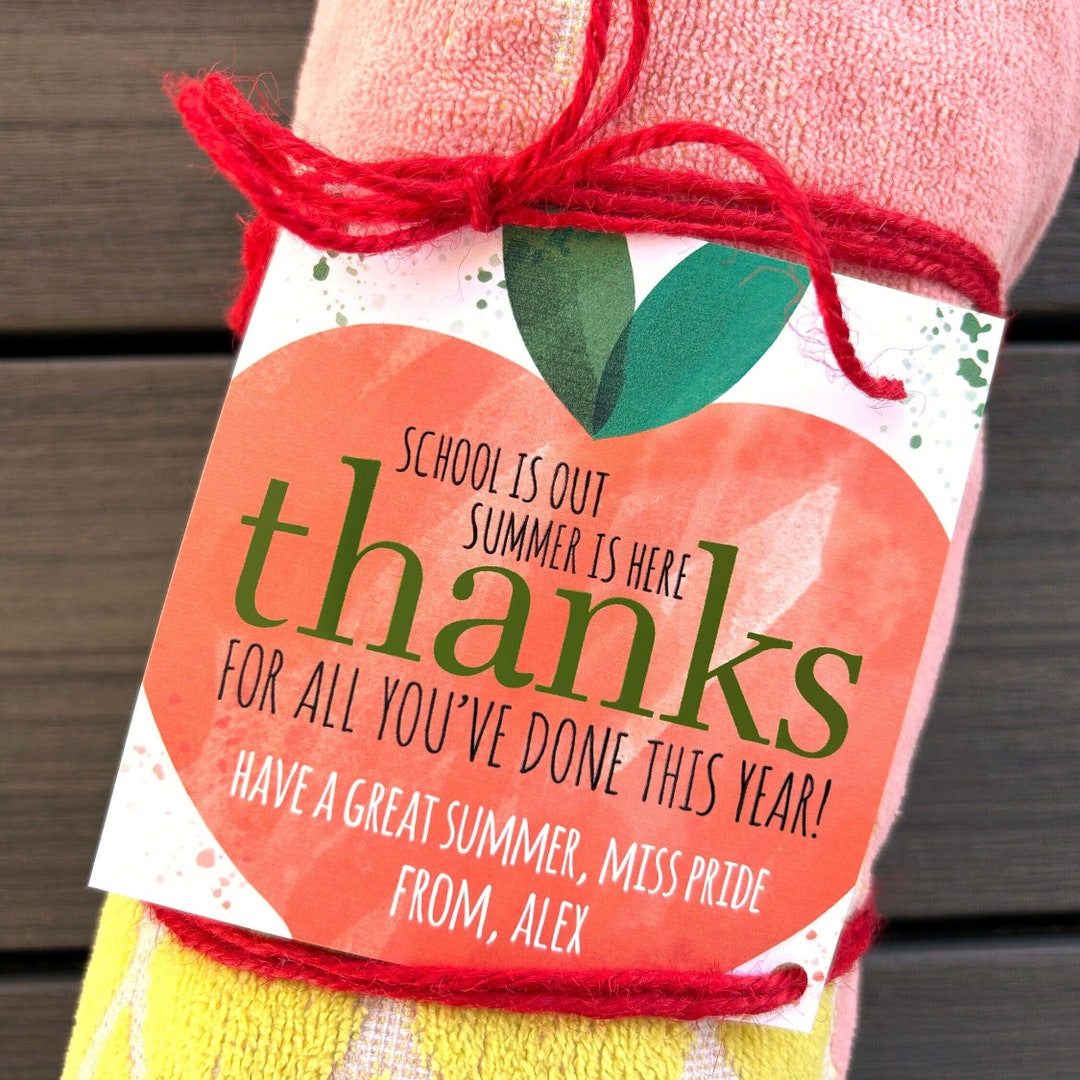 Apple Teacher Thank You Gift Tag, School is Out Summer is Here, End of ...