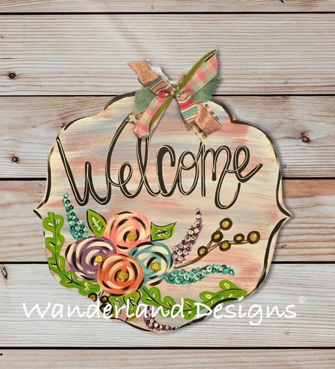 Rose Flower Welcome Sign - Etsy