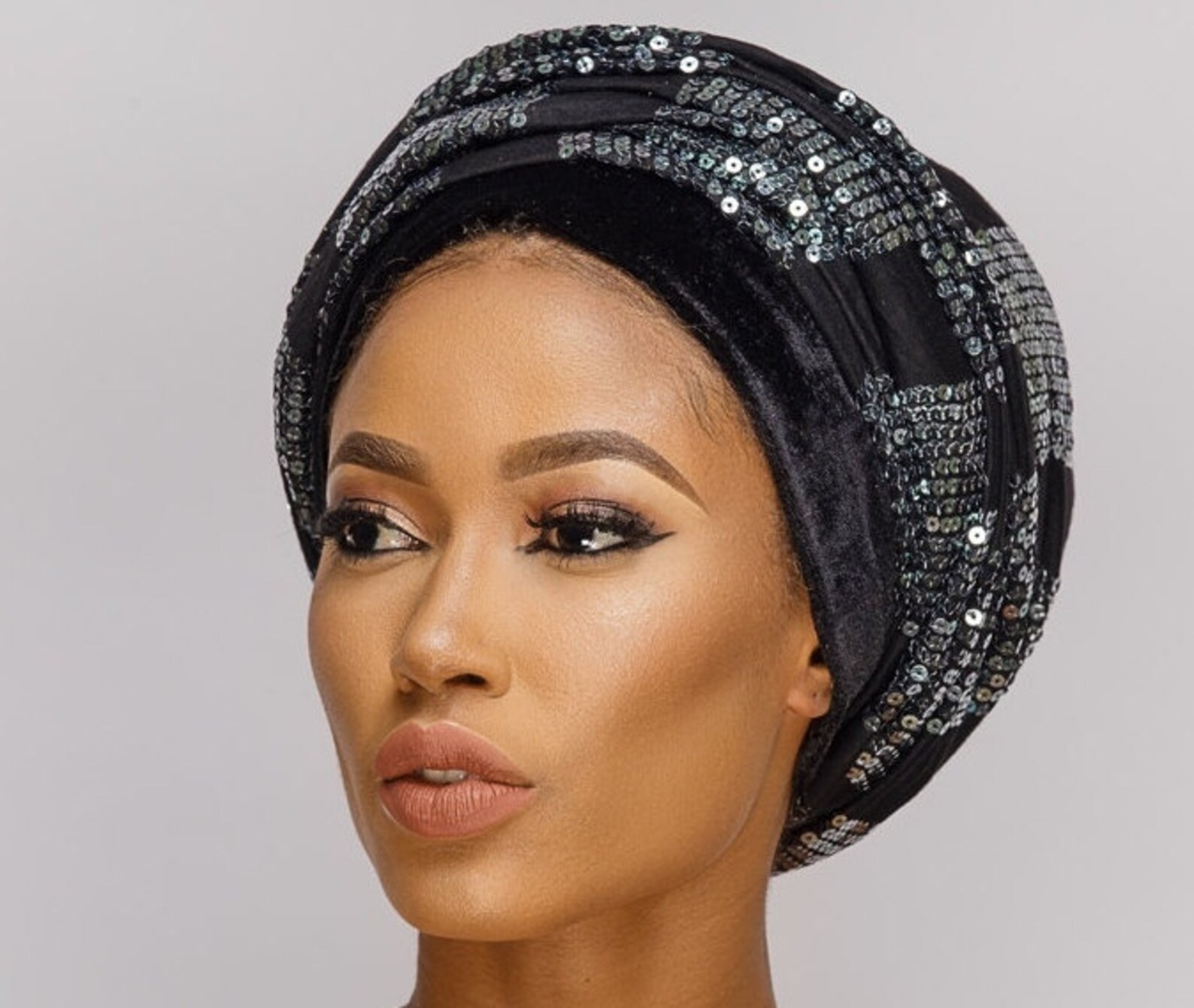 New Sequins Velvet Turbans, Doubled Hand Sequins Turban, Hijab Head ...