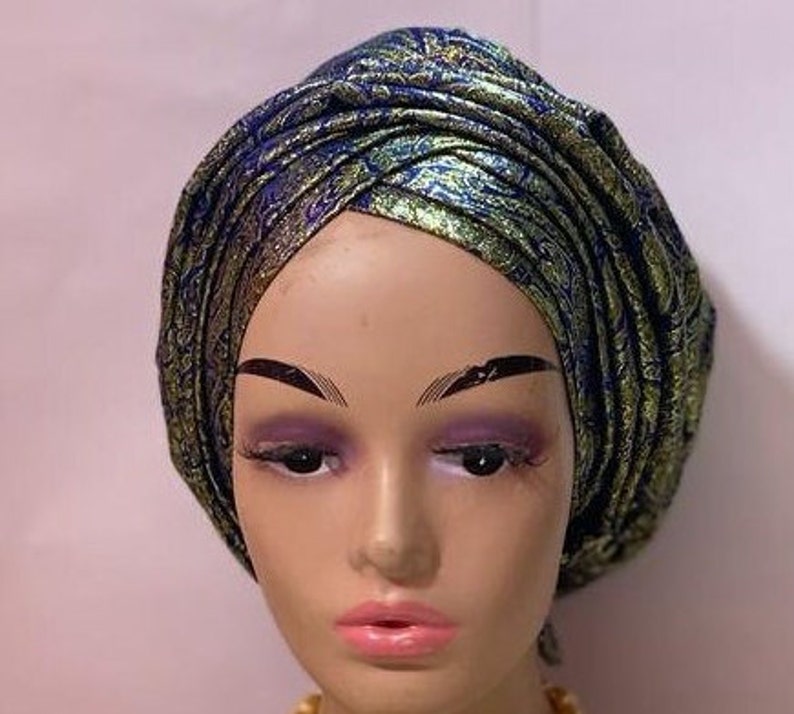 Damask Ready to Wear Head Tie, Turban, Auto Gele, Women, Nigerian - Etsy