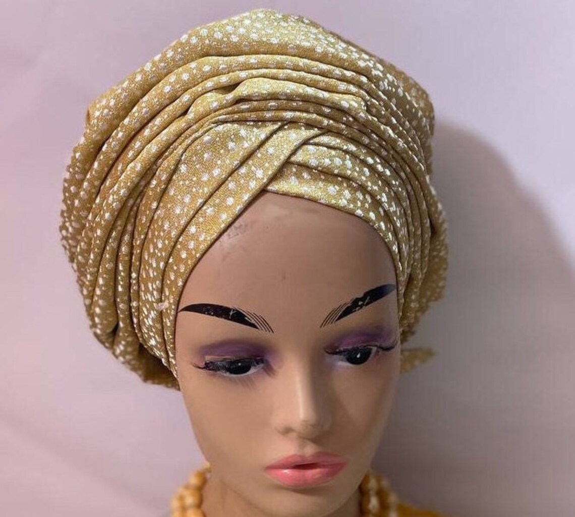 Damask Ready to Wear Head Tie, Turban, Auto Gele, Women, Nigerian - Etsy