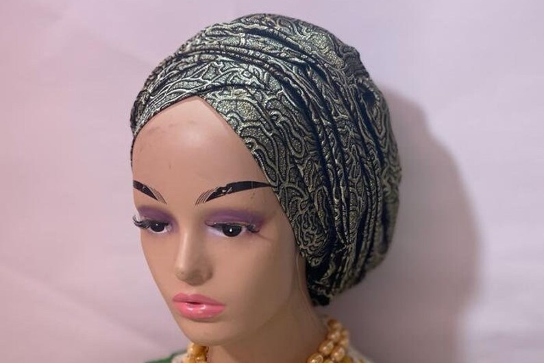 Damask Ready to Wear Head Tie, Turban, Auto Gele, Women, Nigerian - Etsy