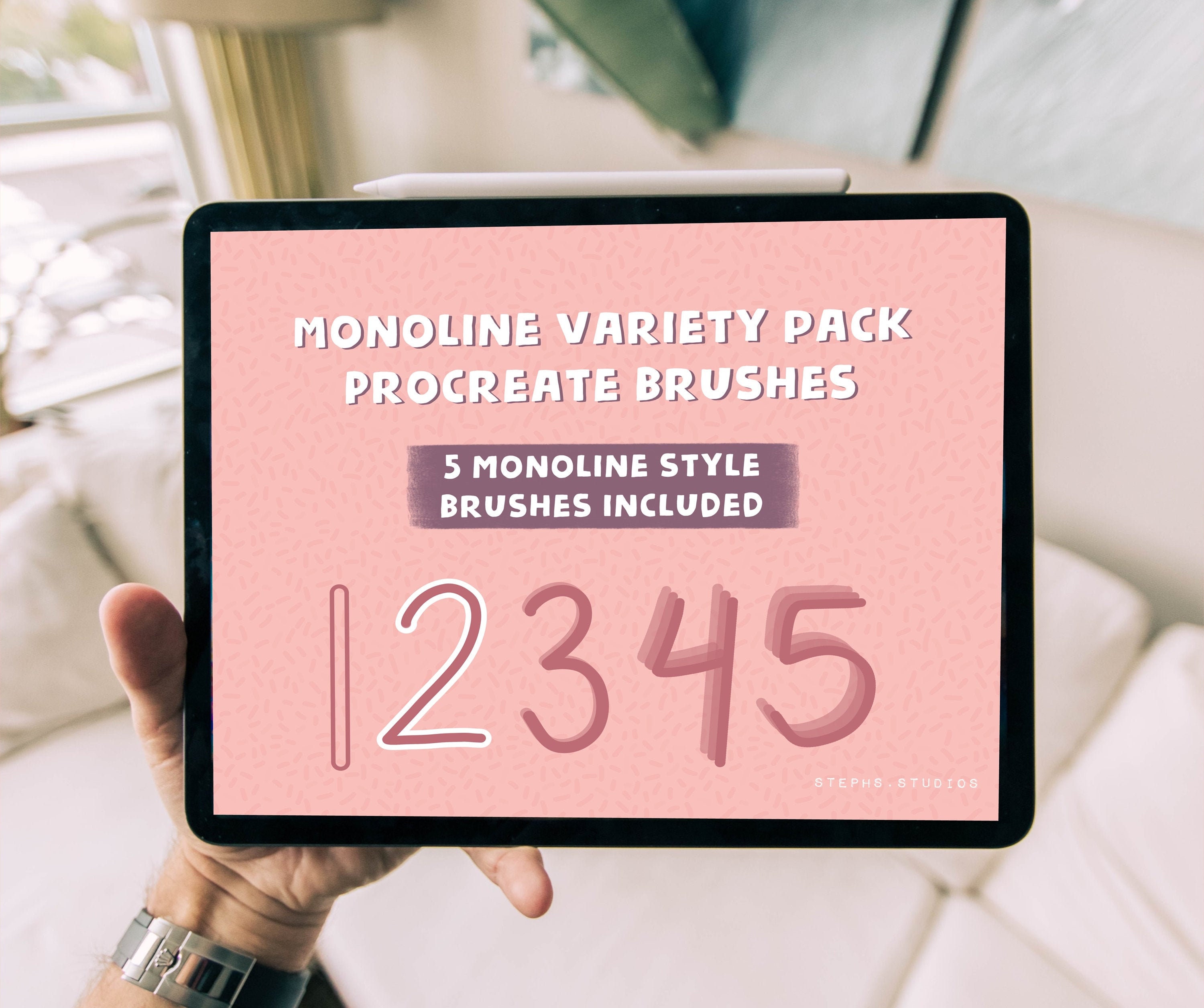 MONOLINE PROCREATE BRUSH Bundle Monoline Outline Brush Monoline Shadow ...