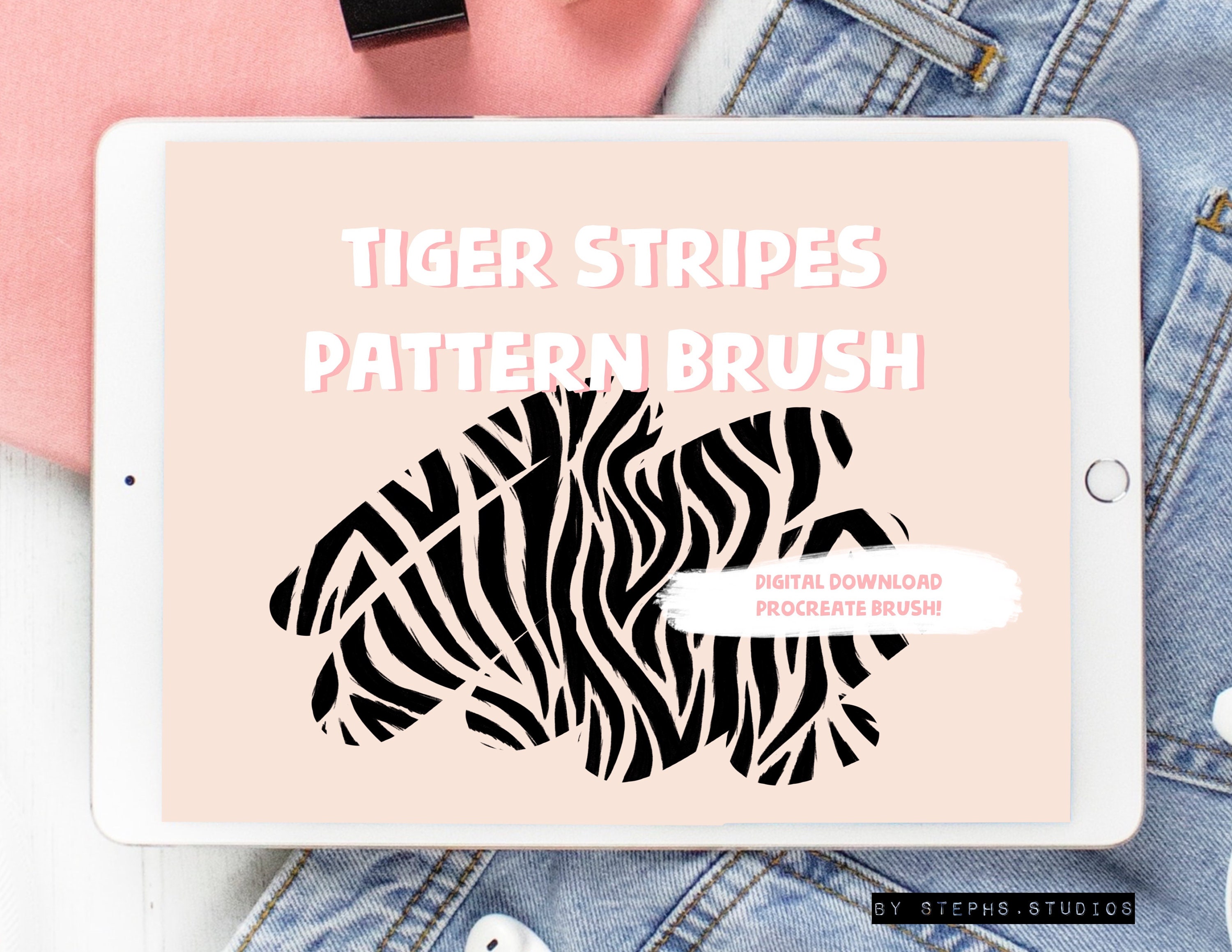 TIGER STRIPES PROCREATE Pattern Brush Instant Download - Etsy