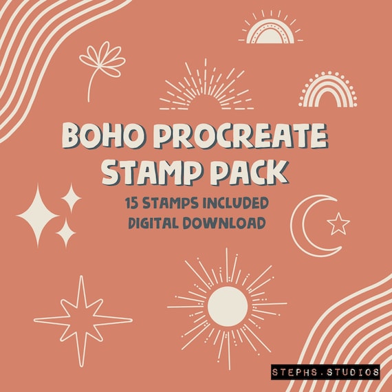 BOHO PROCREATE STAMP Set 15 Stamps Instant Download | Etsy
