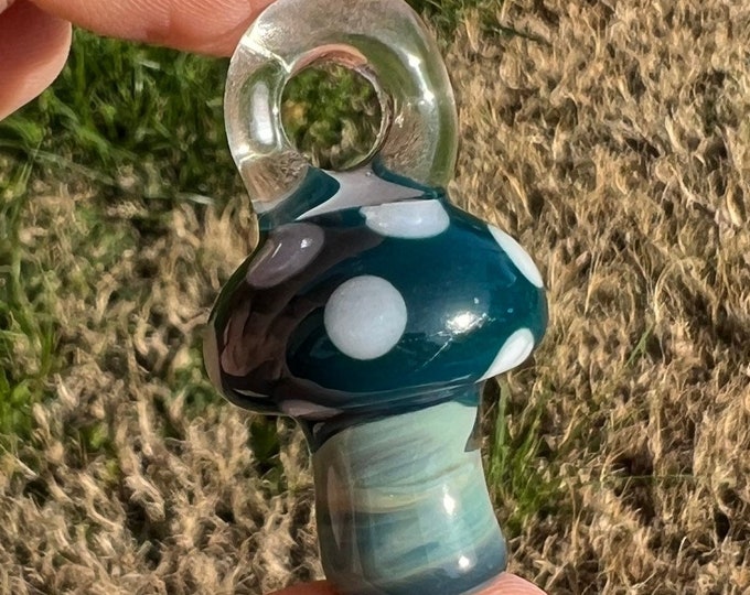 Handblown Glass Mushroom Sculpture Pendant - Unique Festival Art ...