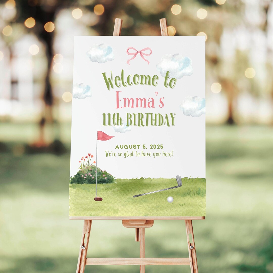 Editable Golf Welcome Sign | Golf Birthday Party Decorations | Hole in ...