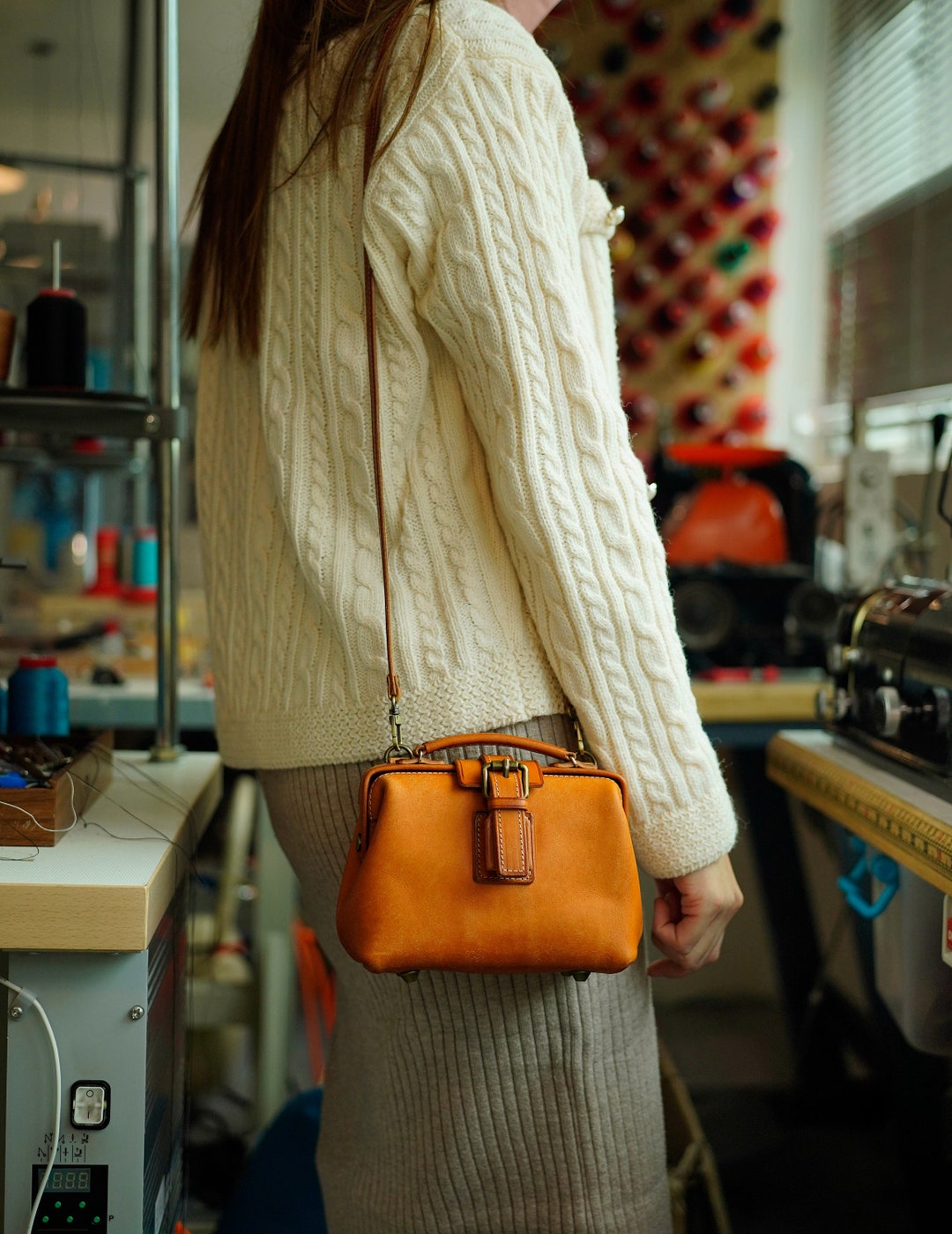 MOOS Shoulder MINI Doctor Bag 4:3THIN SIZE 16x12x6.5cm Brown/gray - Etsy