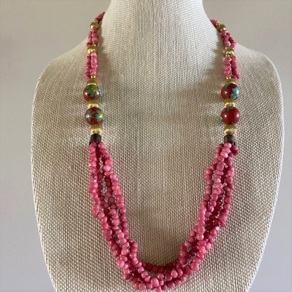 Pink Stone Necklace - Etsy