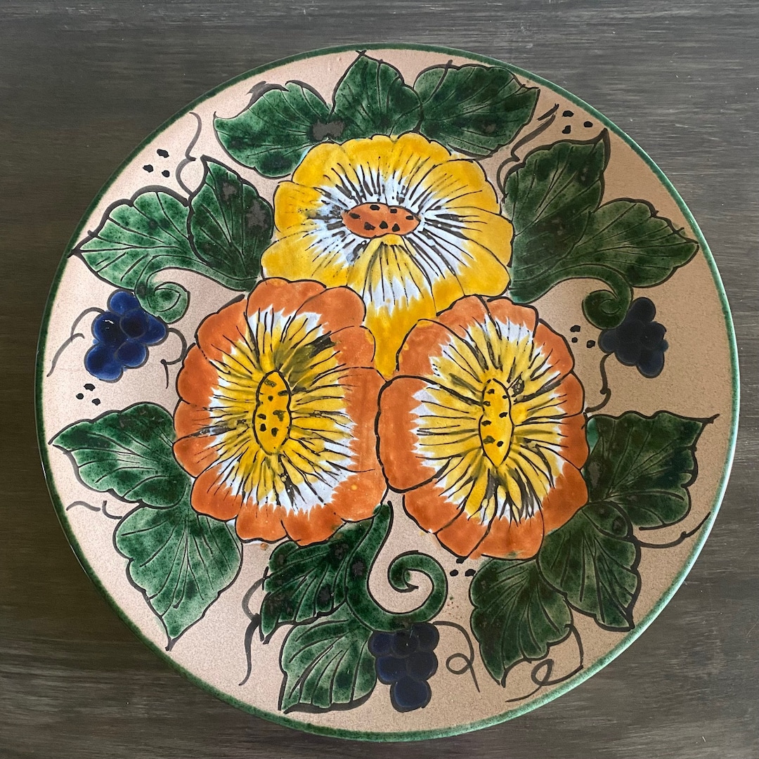 Vintage Mexican Castilla Tonala Pottery Plate, Mexican Folk Art Wall ...