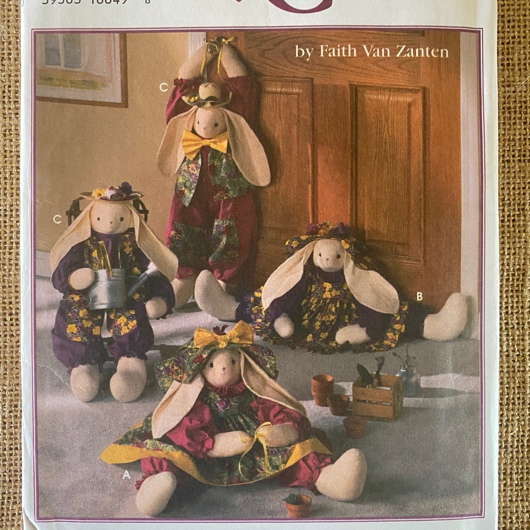 Vintage Simplicity 9430 Bunny Door Stopper & Bunny Rabbit With Clothes ...