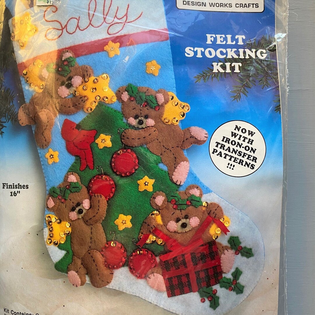 Vintage Teddy Bear Angels Christmas Stocking Kit, Design Works 5011 ...
