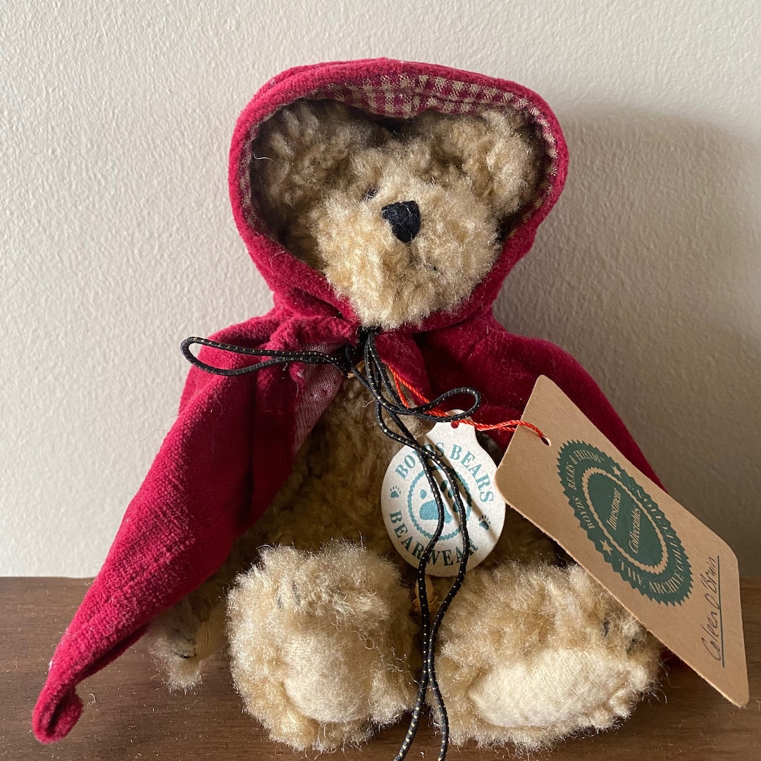 Vintage 6" Jointed Plush Teddy Bear, Retired Boyds Bear With Red Cape ...