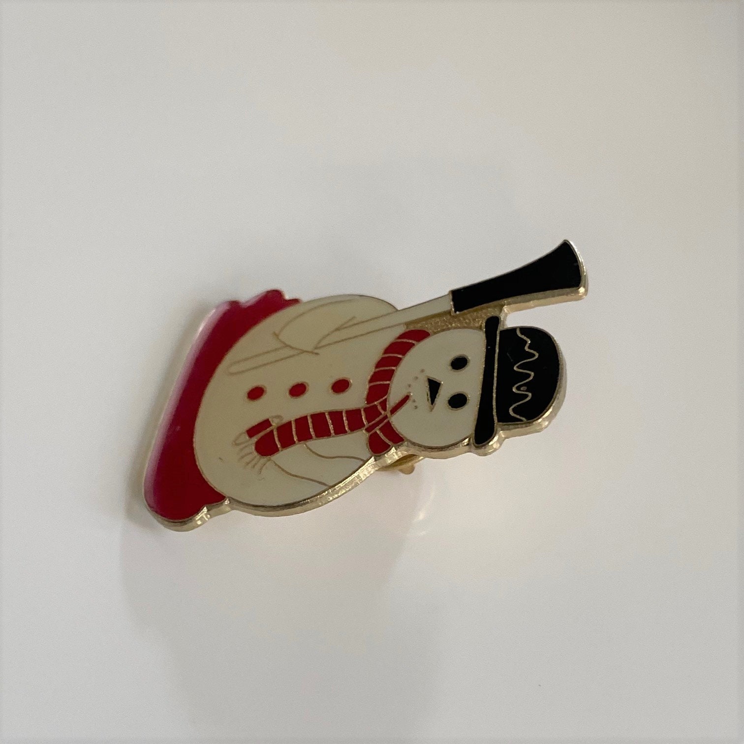 Vintage Snowman Lapel Pin Red Black White Enamel Snowman Pin - Etsy