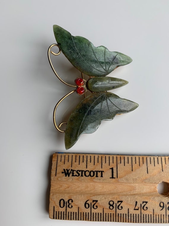 Vintage Jade Butterfly Brooch Pin, Carved Dark Green … - Gem