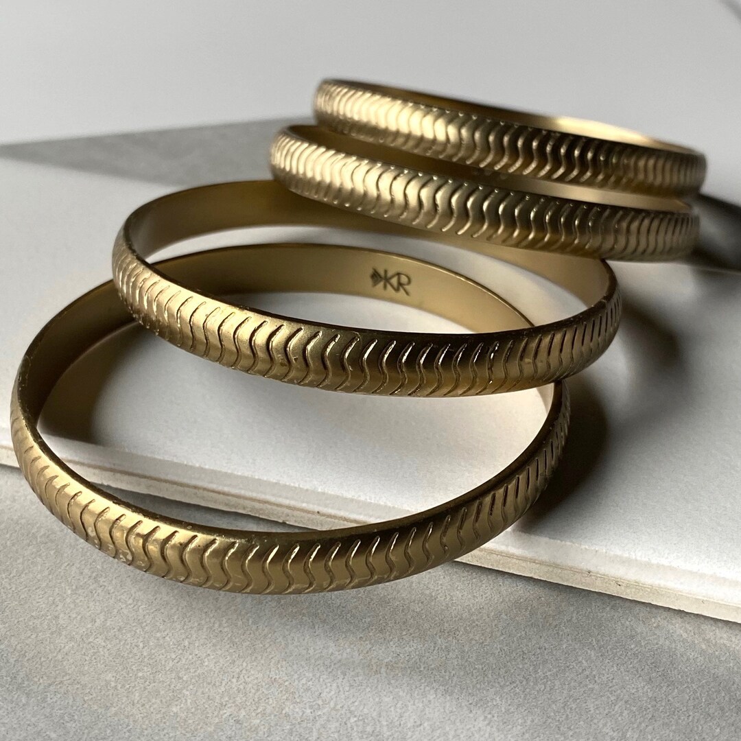 Vintage Silpada KR Brass Bangle Bracelet, Grooved Solid Brass Bracelet, Minimalist Bangle ...