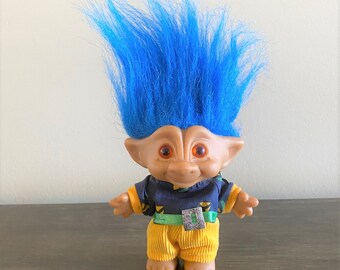 Vintage Ace Novelty Treasure Troll Doll Blue Hair Red Star - Etsy