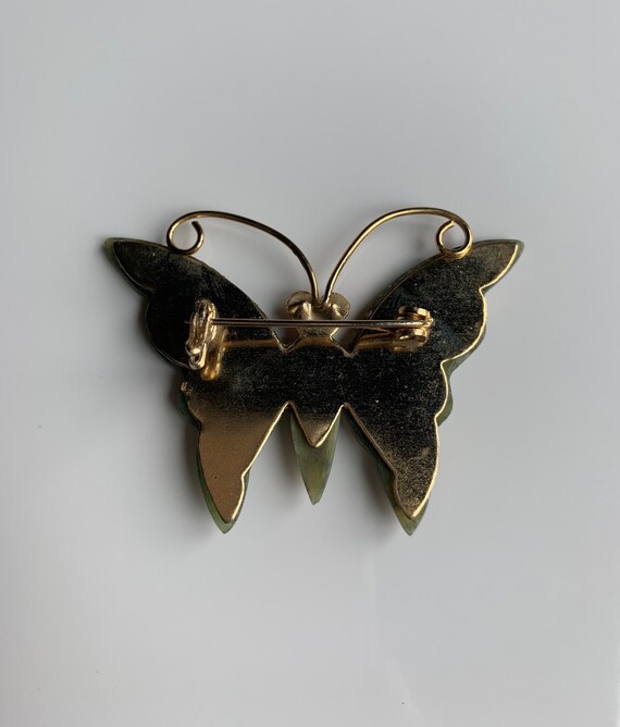 Vintage Jade Butterfly Brooch Pin, Carved Dark Green … - Gem
