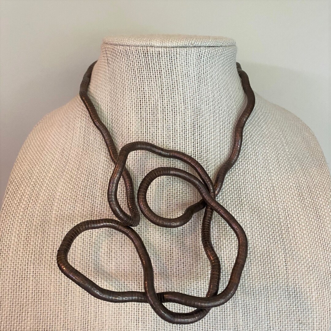 Vintage Bronze Twistable Snake Tube Necklace Bronze Metal - Etsy