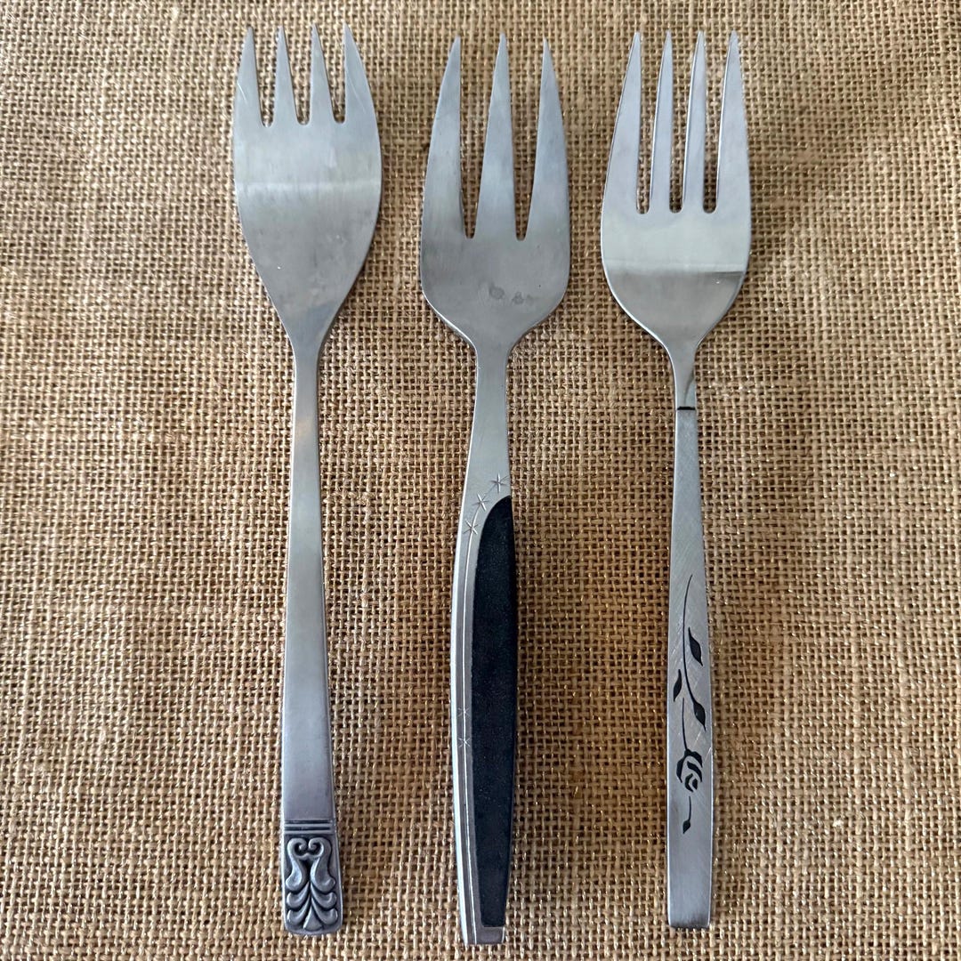 Vintage MCM Stainless Serving Forks or Meat Forks, Mar Crest Ebony ...
