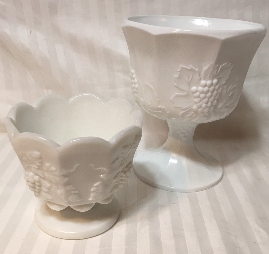Milk Glass Compote Set - Etsy