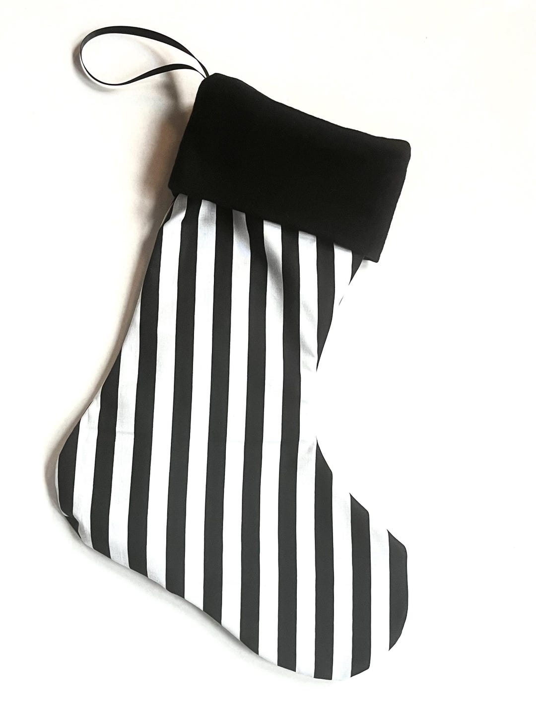 Christmas Stocking Black and White Stripes, Masculine Christmas Decor ...