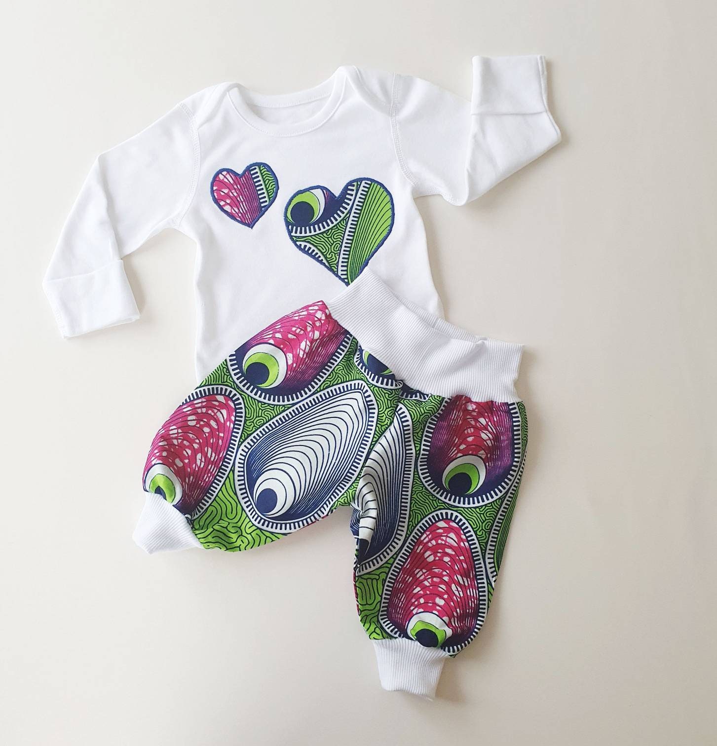 Baby Gro Set African Print Pink and Green - Etsy