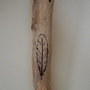 Feather Driftwood Art Wood Burning With Modern Simple Pyrography ...