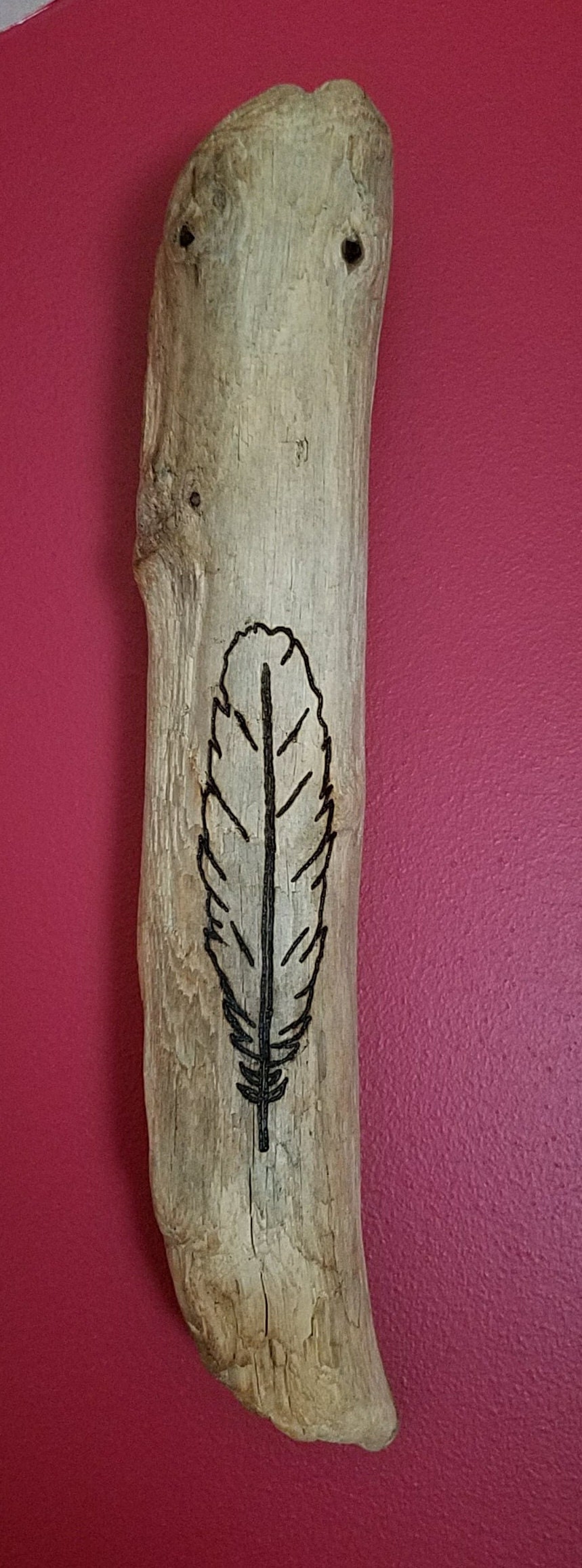 Feather Driftwood Art Wood Burning With Modern Simple Pyrography ...