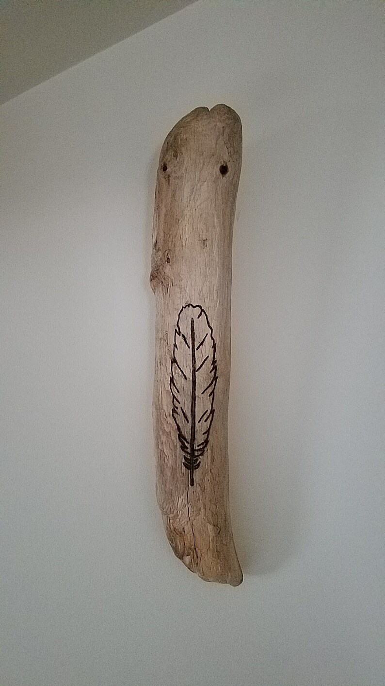 Feather Driftwood Art Wood Burning With Modern Simple Pyrography ...