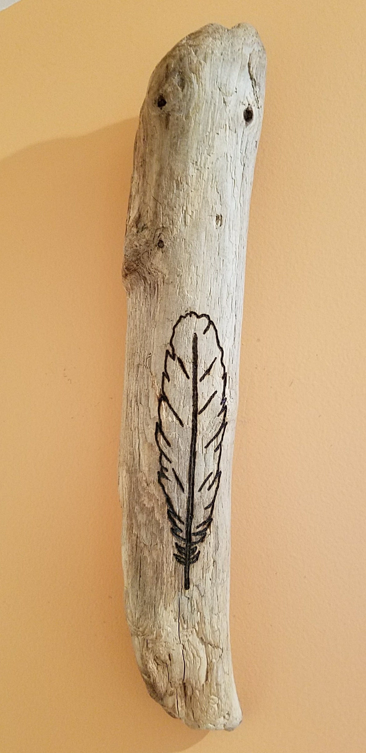 Feather Driftwood Art Wood Burning With Modern Simple Pyrography ...