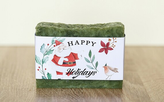 Christmas soap bar Happy Holidays Soap Santa gift Handmade | Etsy