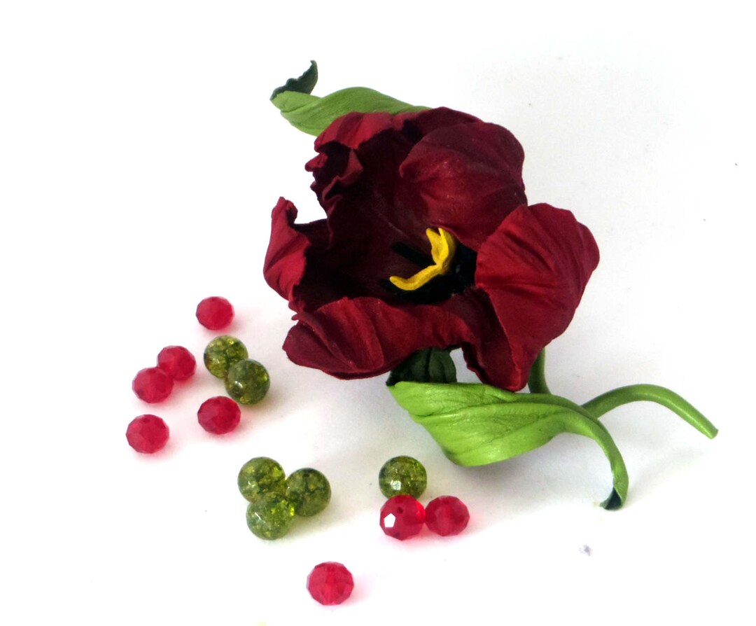 Red Tulip Brooch / Red Flower Pin/ Tulip is a Symbol of Love - Etsy