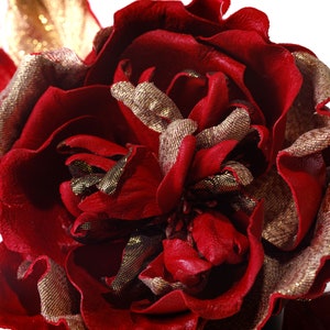 Red Gold Brooch Real Leather Flower Red Floral Jewerly Bridal Accessory ...