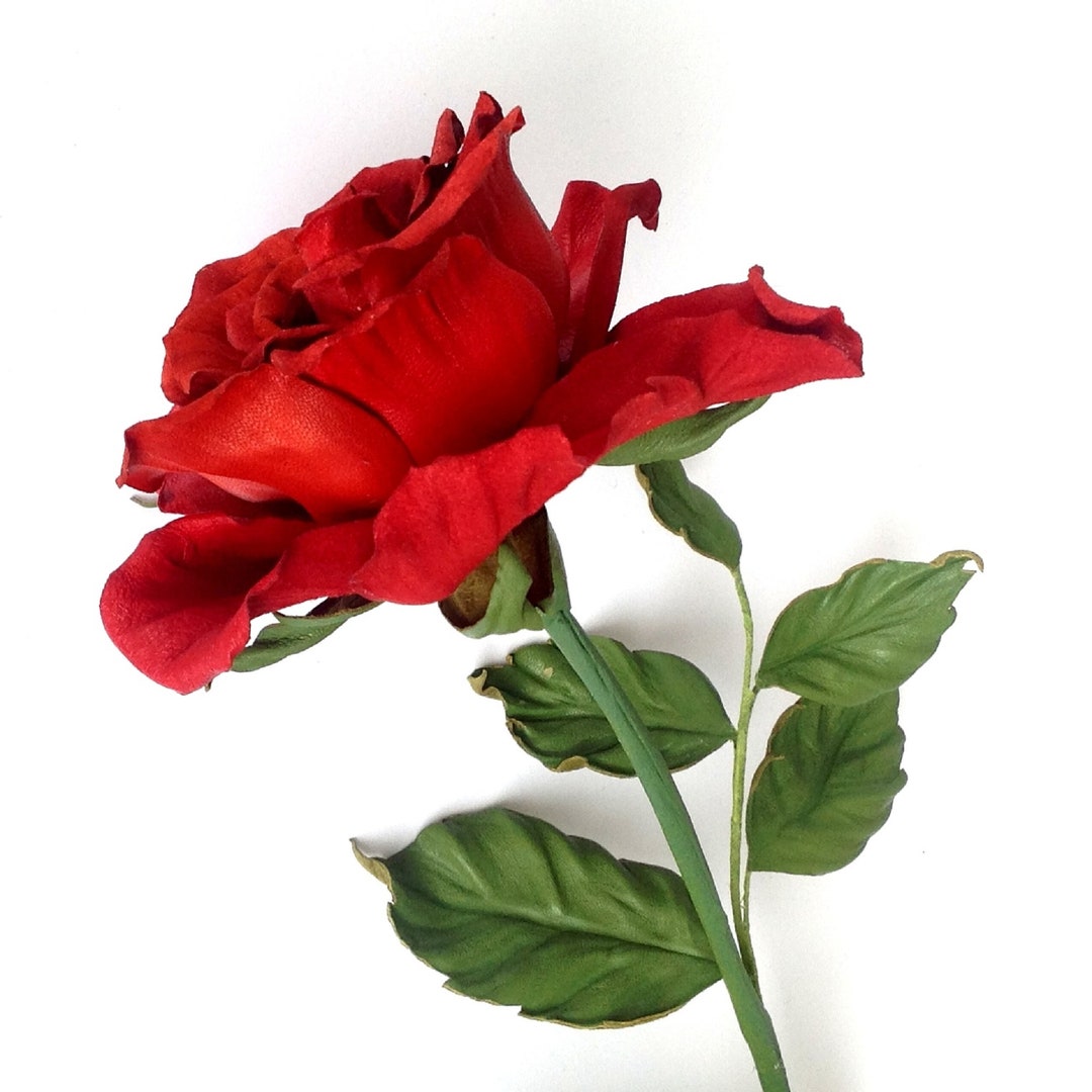 Red Rose for Wife/ Long Stem Red Leather Rose - Etsy